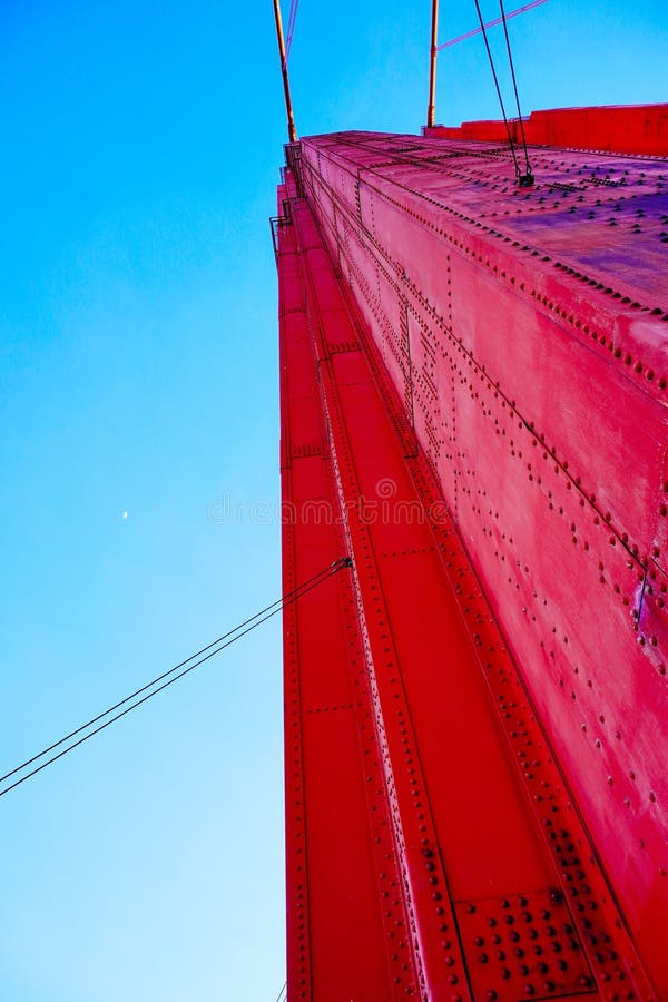 Golden Bridge Structure and Cord Stock Photo - Image of outdoors ...