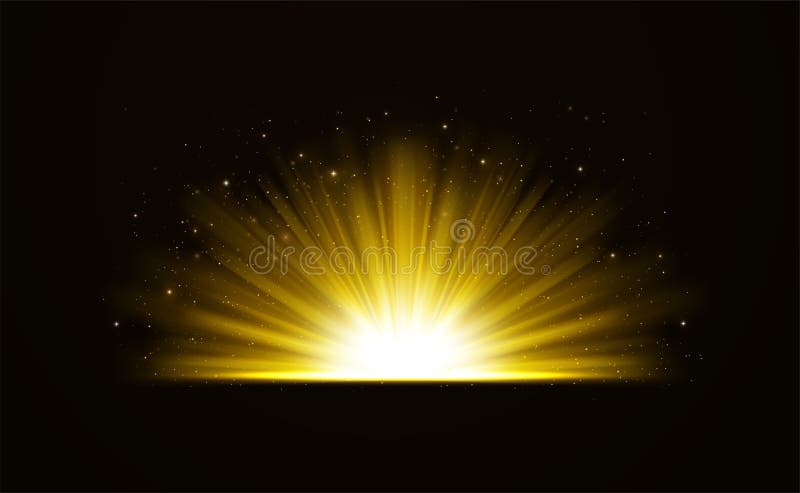 Golden Bright Shining Light Effect with Stars. Rays of Light with ... Golden Bright Shining Light Effect with Stars. Rays of Light with ...