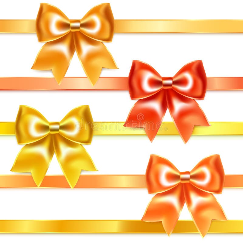 Golden and Bronze Bows of Silk Ribbon Stock Vector - Illustration of ...