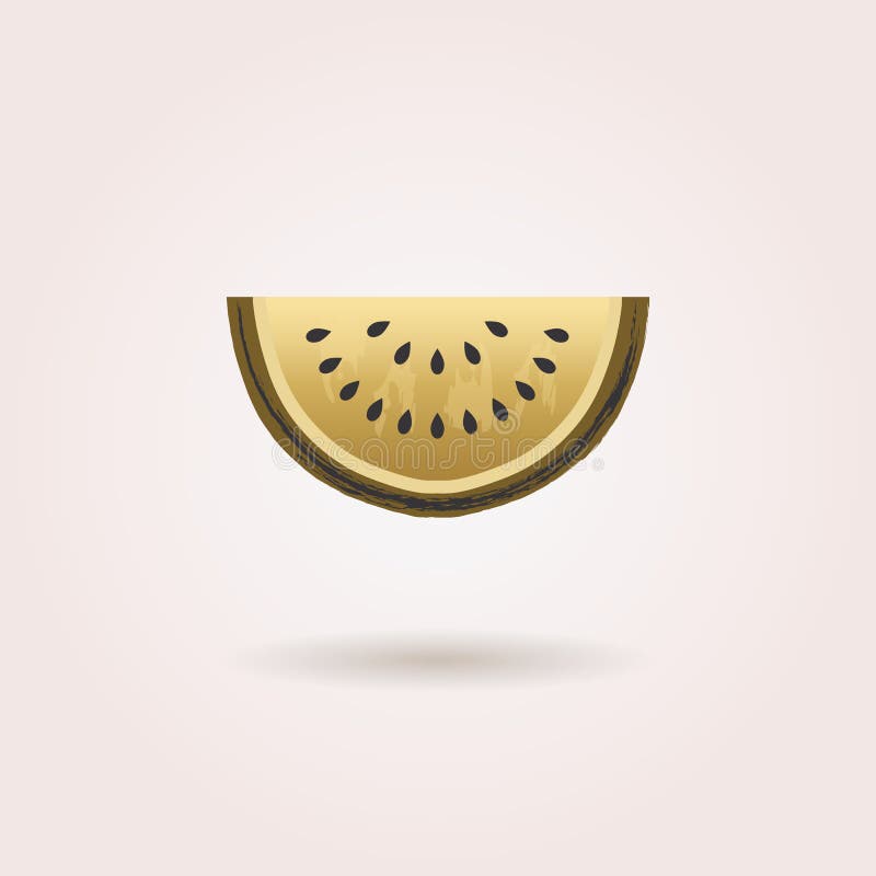 Golden and Brown Abstract Cut Watermelon Icon with Dropped Shadow Stock ...