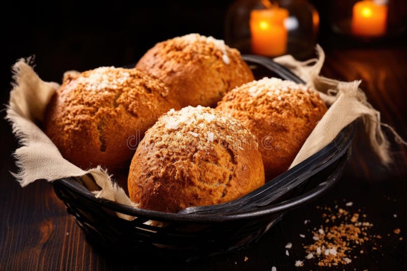 Golden Brown Bread Rolls with a Crispy Crust Stock Photo - Image of ...