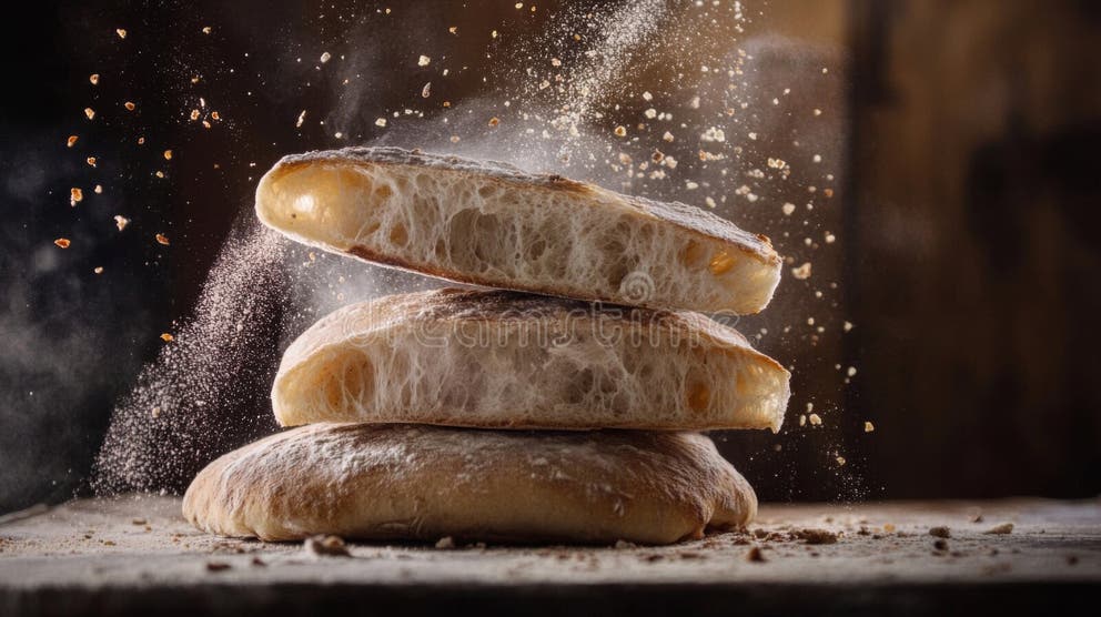 Golden Brown Bread Stack with Flour Dust Stock Illustration ...