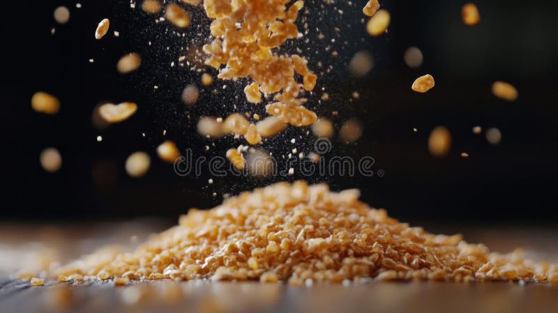 Golden Brown Cereal Falling Onto a Pile Stock Illustration ...