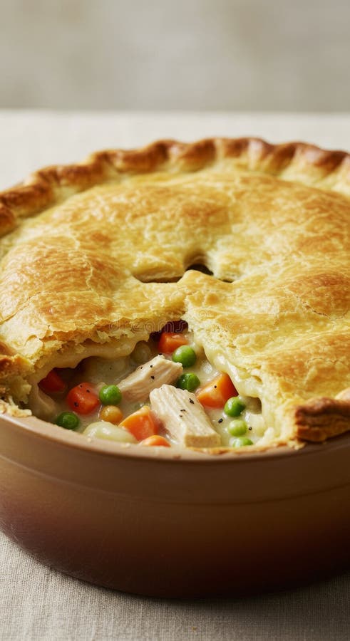 Golden Brown Chicken Pot Pie with Flaky Crust Stock Illustration ...