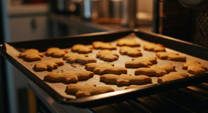 Golden Brown Cookies Baking on Sheet in Oven Stock Image - Image of ...