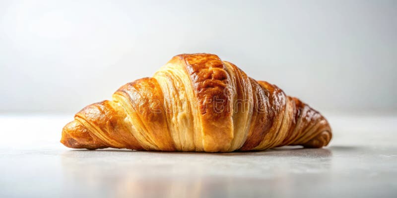 Golden-brown Croissant on a Light Surface, Showcasing Its Flaky Layers ...