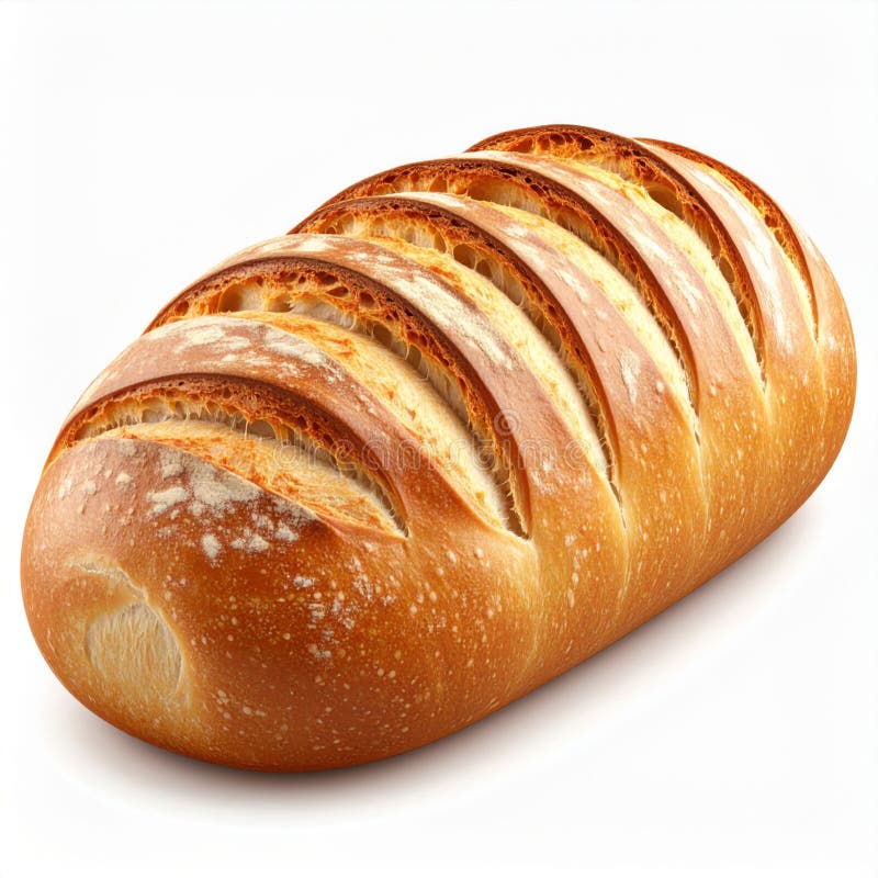 Golden Brown Crusty Loaf of Bread on White Background Stock ...