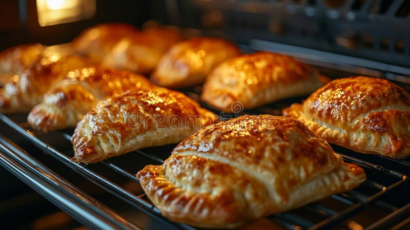 Golden Brown Empanadas Baking in the Oven. Stock Image - Image of ...