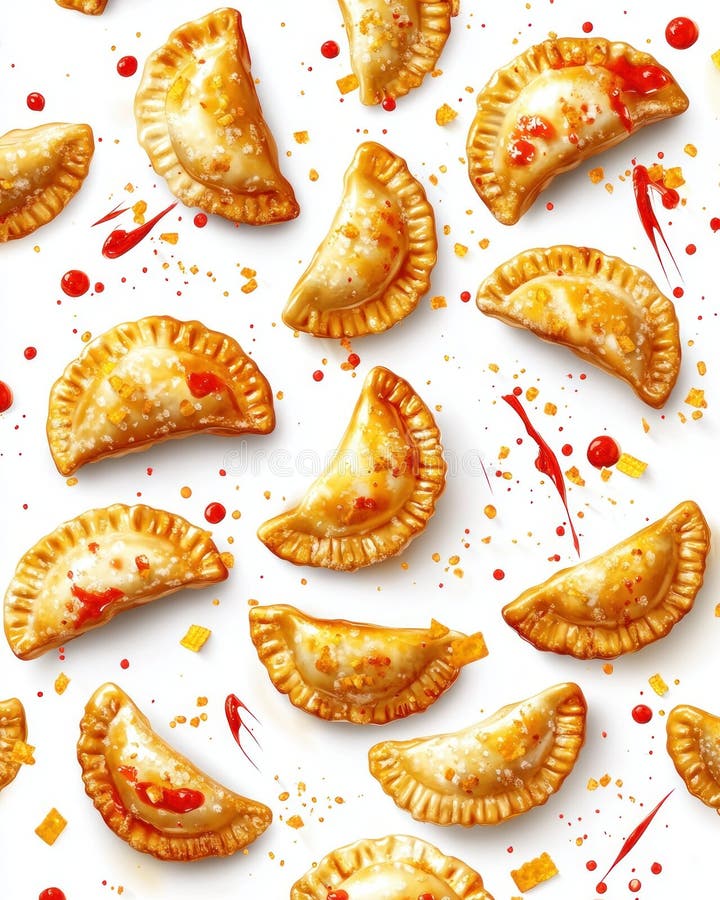 Golden Brown Empanadas Pattern Stock Illustration - Illustration of ...