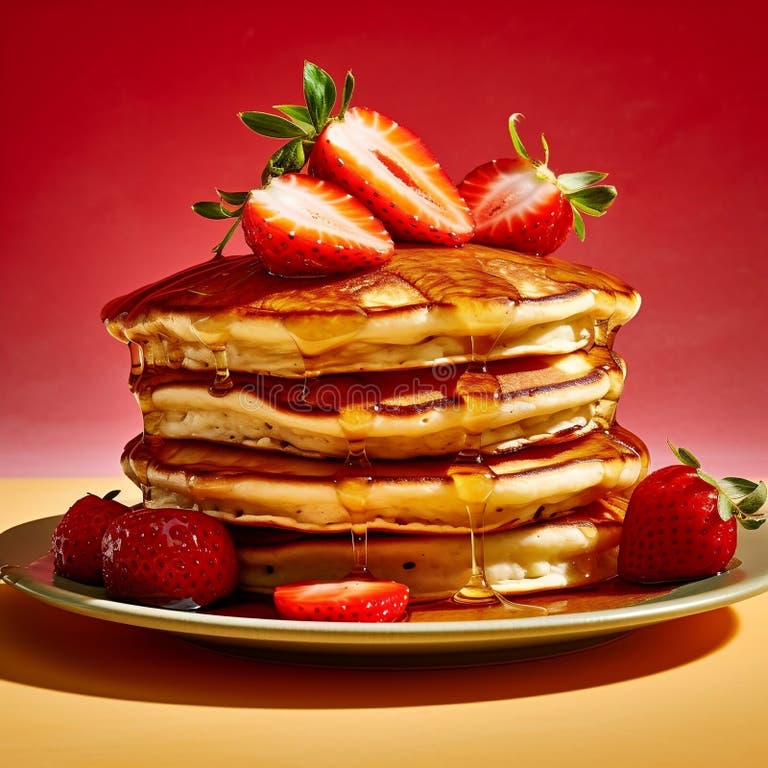 Golden Brown Fluffy Stack of Pancakes with a Side. Generative AI Stock ...