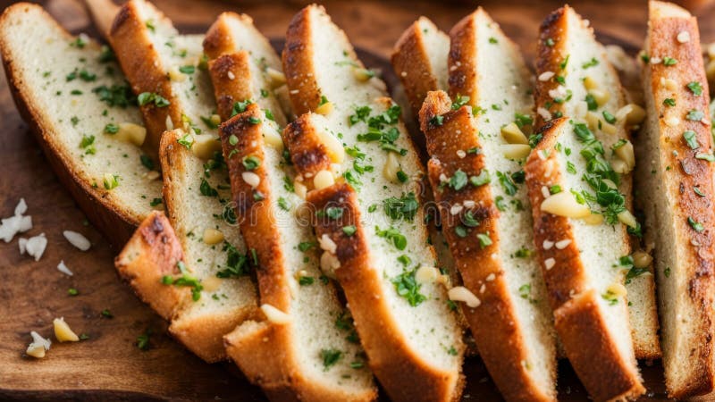 Golden Brown Garlic Bread Toast Prepared for Serving Stock Illustration ...