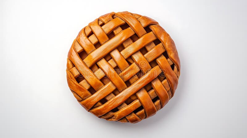 Golden Brown Lattice Apple Pie on White Background Stock Illustration ...