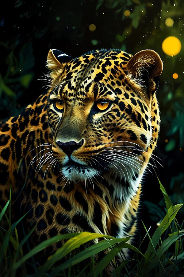 A Golden-brown Leopard in Forest, Dark and Natural Surroundings. (Ai ...