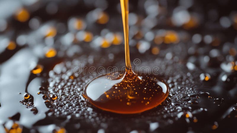 Golden Brown Liquid Pouring Onto Dark Surface Stock Illustration ...