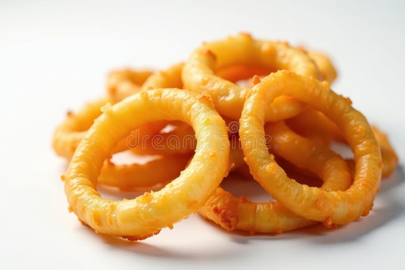 Golden Brown Onion Rings, Crispy Texture, White Background, Pub, Menu ...