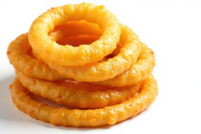 Golden Brown Onion Rings, Crispy Texture, White Background, Yummy ...