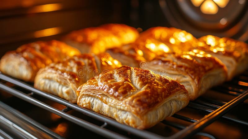 Golden Brown Pastries Baking in the Oven. Stock Photo - Image of pastry ...