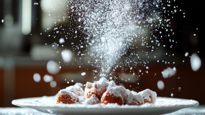 Golden Brown Pastries Dusted with Powdered Sugar Stock Illustration ...