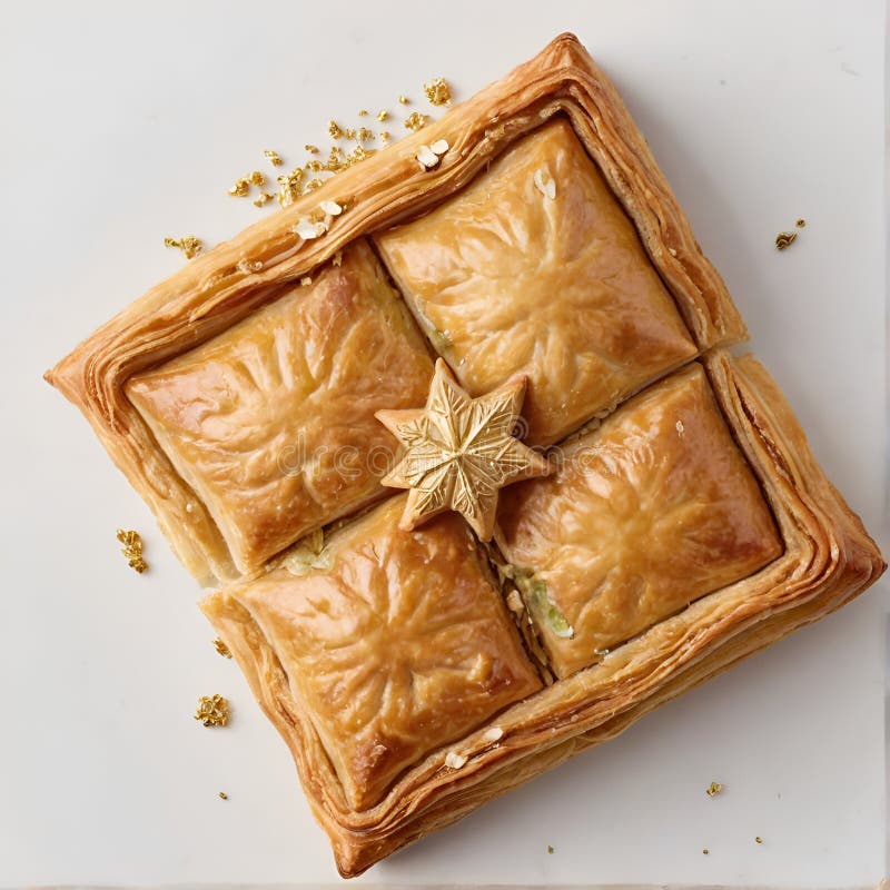 Golden-brown Pastry Divided into Four Square Sections Stock ...