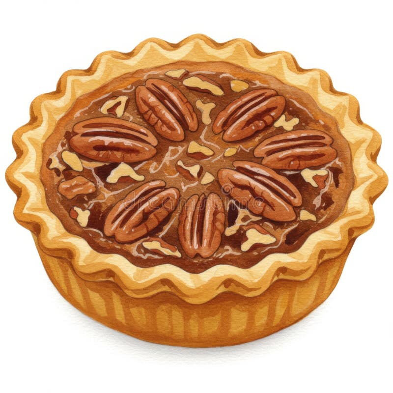 Golden Brown Pecan Pie Dessert with Nuts Stock Illustration ...
