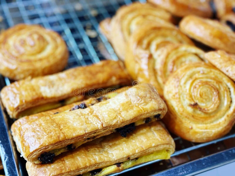 Puff Pastry with Raisins, Selective Focus, Close Up Stock Image - Image ...