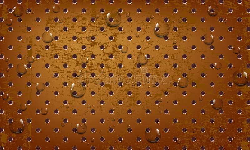 Golden Brown Rusty Metal Plate with Waterdrop. Stock Illustration ...