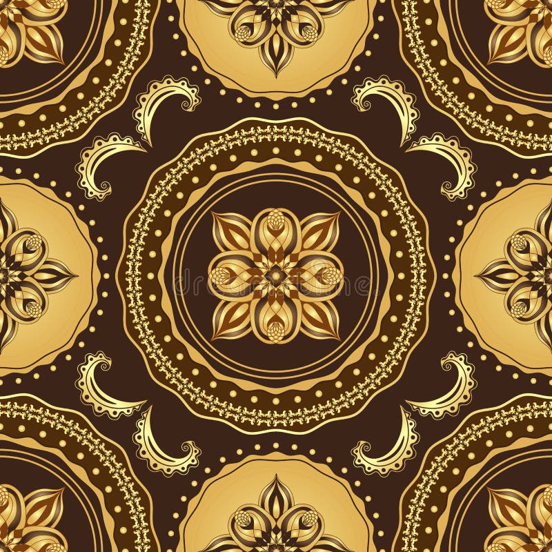 Golden and Brown Seamless Pattern Stock Vector - Illustration of ...