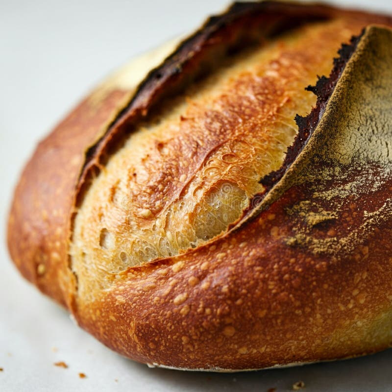 Golden-brown Sourdough Bread with a Crusty Exterior and Airy Interior ...
