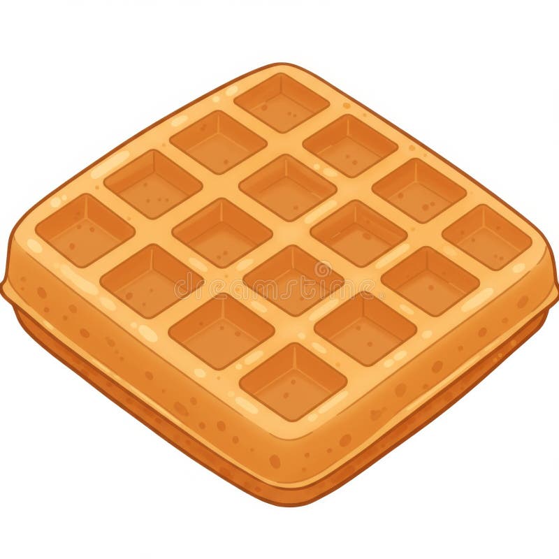 Golden Brown Square Waffle Isolated on White Background Stock ...
