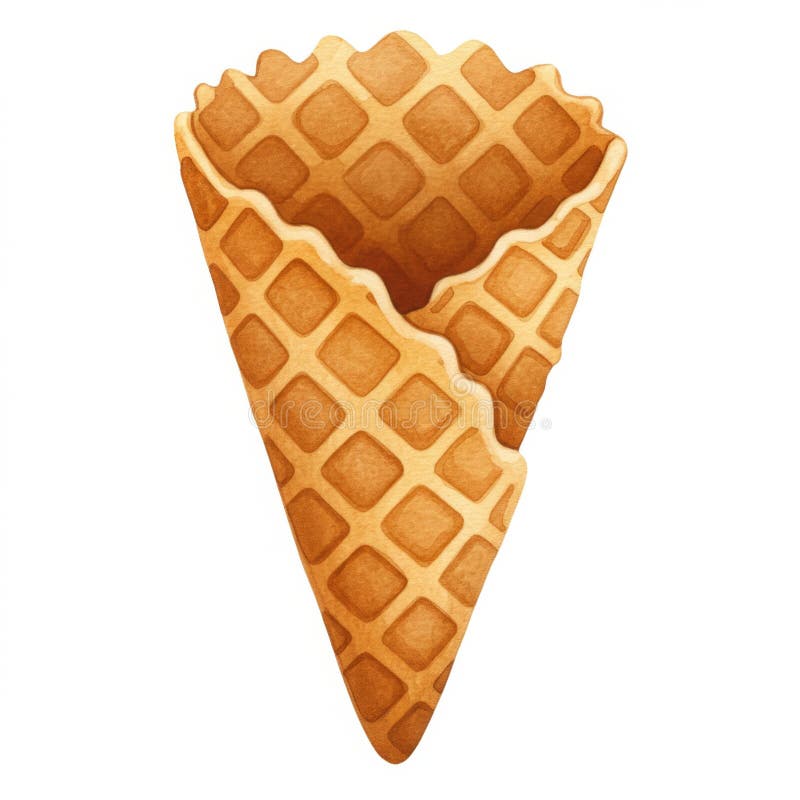 Golden Brown Waffle Cone Isolated on White Background Stock ...