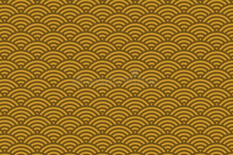 Golden and Brown Wave Seamless Pattern Background. Curve Geometric ...