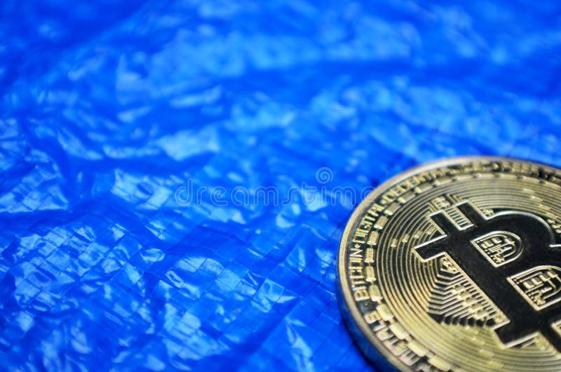 Bitcoin Coin on Blue Background Stock Image - Image of disruption ...