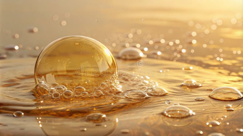 Golden Bubble Bath Macro Photography Stock Illustration - Illustration ...