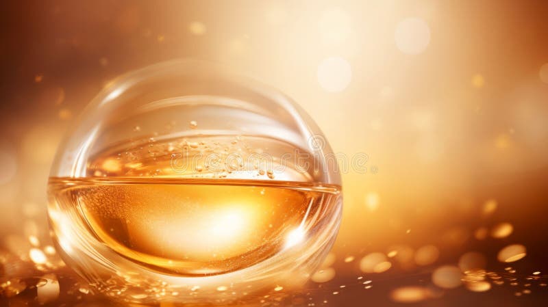 Golden Bubble Floating in a Glittering Light. Generative Ai Stock ...