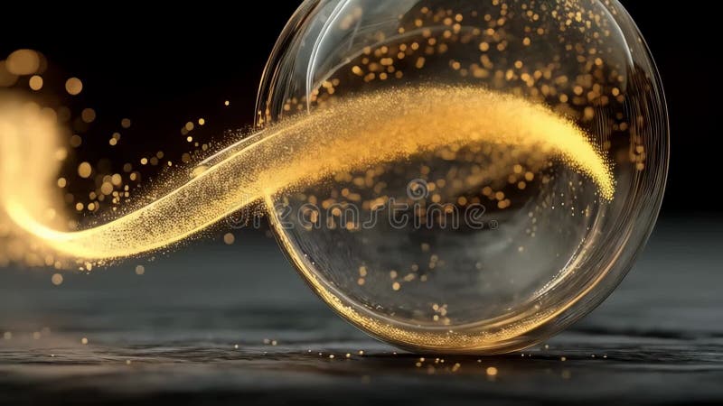 Gold Bubble with Light Sparkle and Energy Flow Stock Footage - Video of ...
