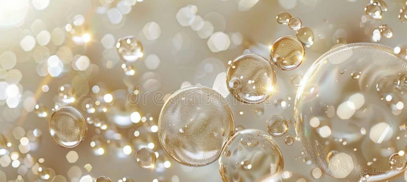 Golden Bubbles Floating in Light Background Stock Image - Image of ...