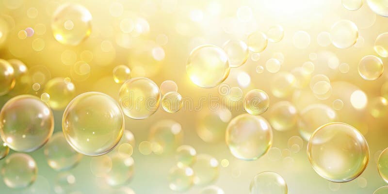 Golden Bubbles Floating in a Soft, Sunny Light. Generative AI Stock ...
