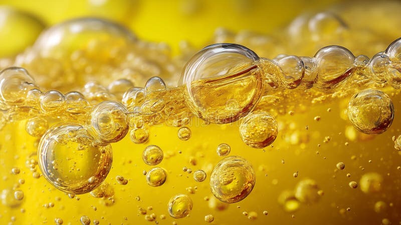 Golden Bubbles on Liquid Surface Stock Photo - Image of sparkling ...