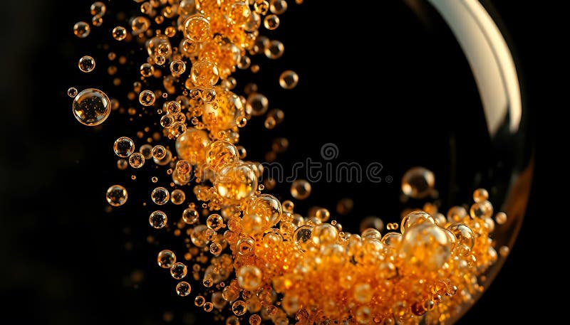 Golden Bubbles Rising Against a Dark Background. Stock Illustration - Illustration of shiny ...