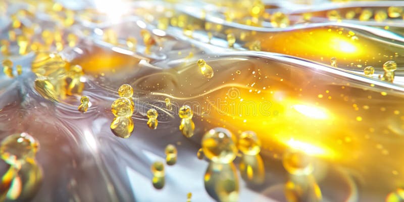 Golden Bubbles Suspended in a Translucent Medium, Creating a Vibrant ...
