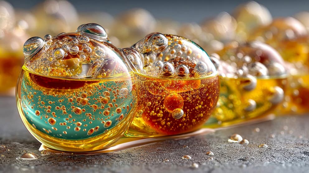 Golden Bubbles and Turquoise Liquid Create a Sparkling, Dynamic Splash ...