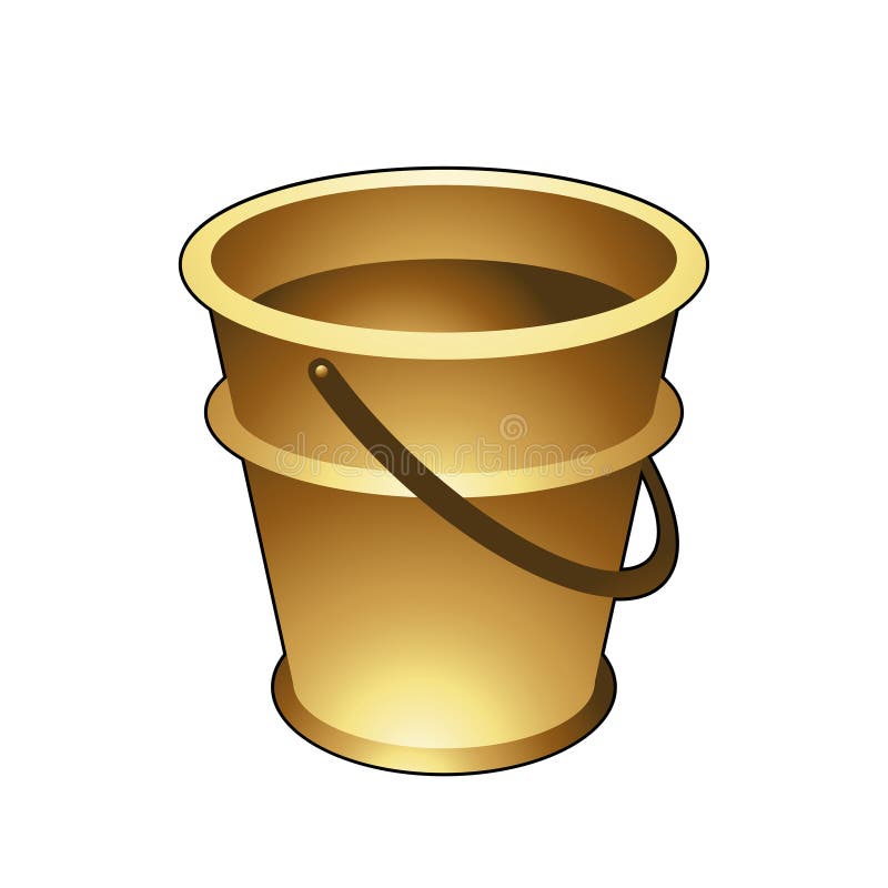 Golden Bucket on White Background Stock Vector - Illustration of ...