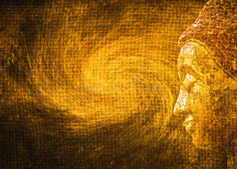 Golden Buddha Head on Abstract Golden Texture Background Stock Image ...