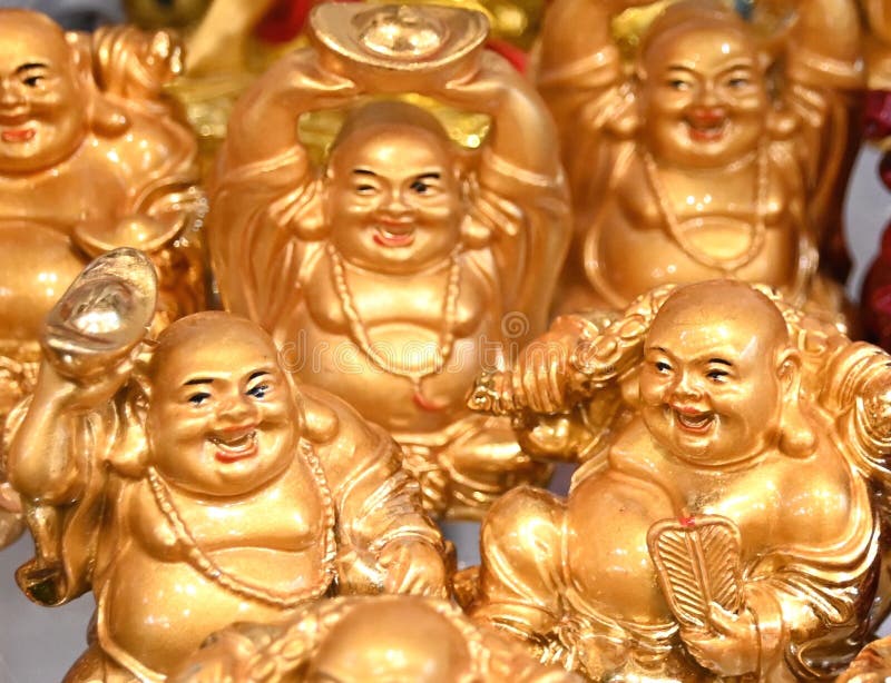 Golden Buddhas stock image. Image of smiles, statues - 168332061