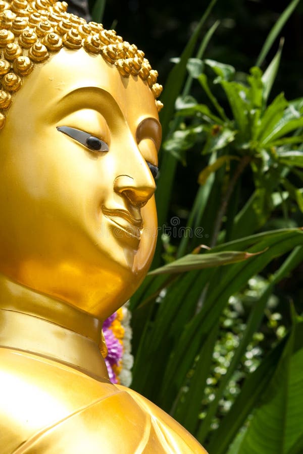 Golden Buddhist Statue Face Stock Photo - Image of thailand, buddha ...