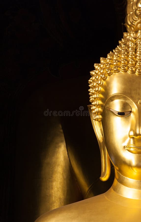 Golden Buddhist Statue Face Stock Photo - Image of buddhist, peace ...