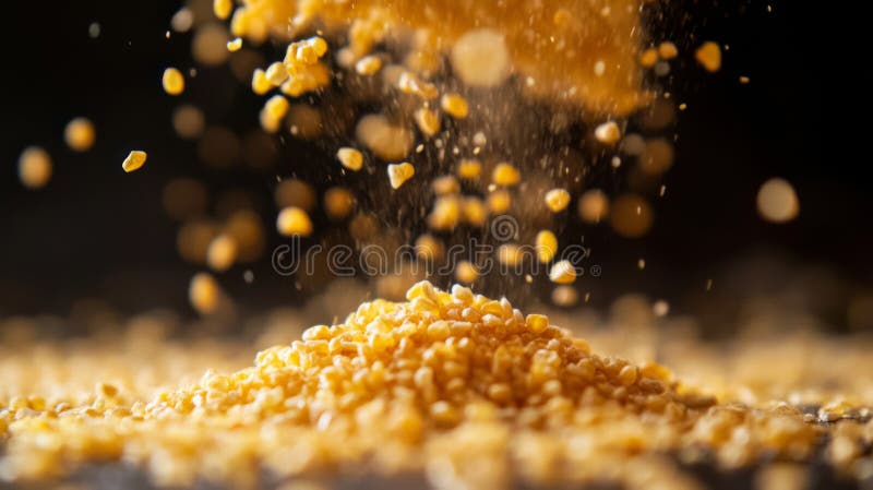 Golden Bulgur Wheat Grains Falling Onto a Pile Stock Illustration ...