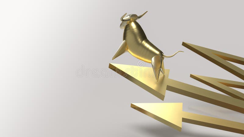The Golden Bull on Arrow Up for Bull Market Content 3d Rendering Stock ...