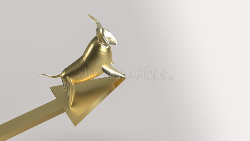 The Golden Bull on Arrow Up for Bull Market Content 3d Rendering Stock ...