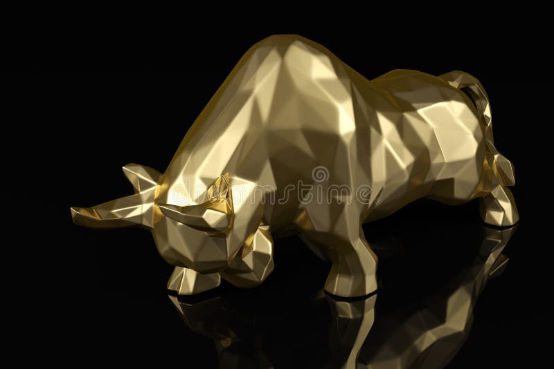 A Golden Bull on Black Background 3D Illustration Stock Illustration ...